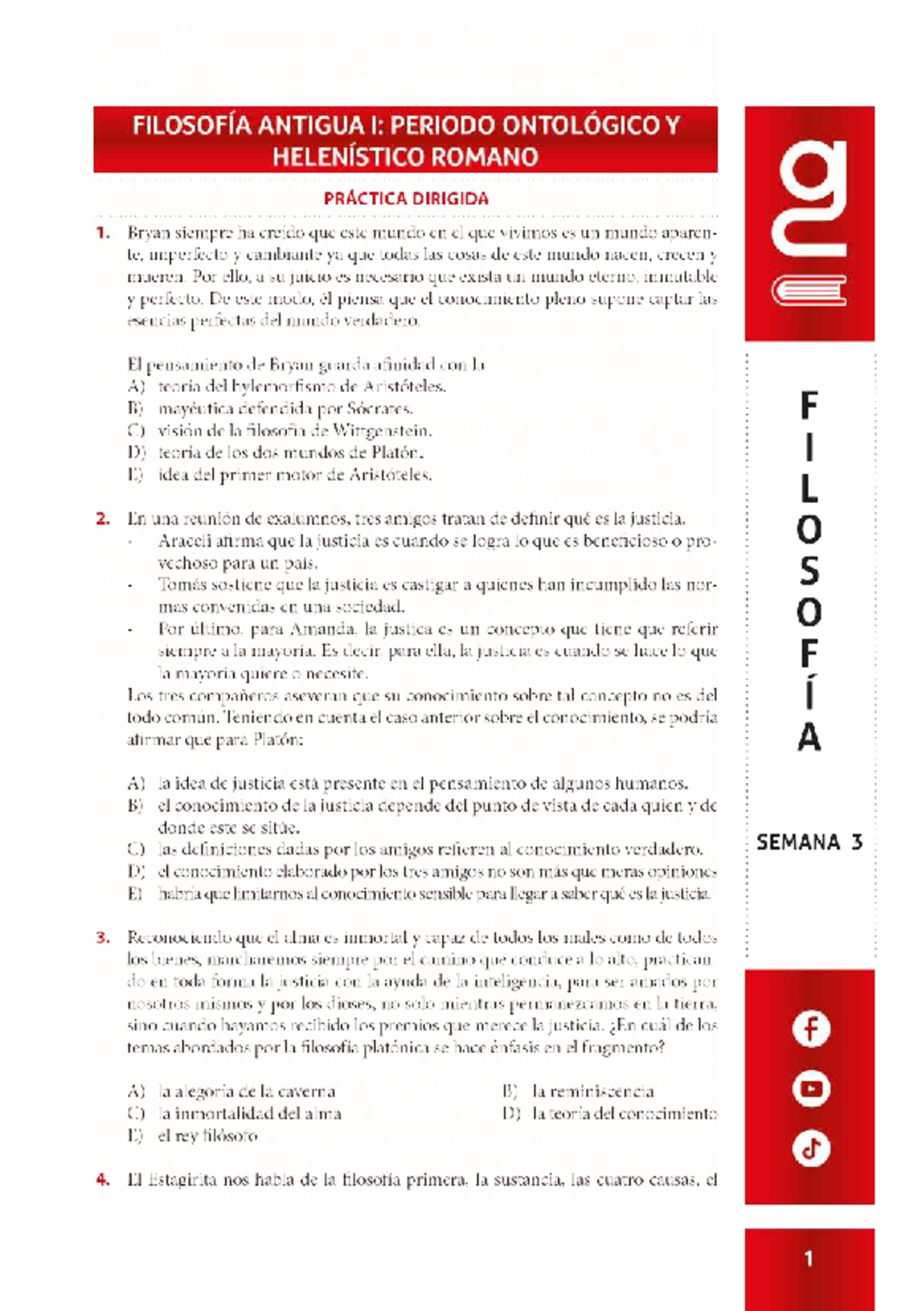 Filosofía Antigua I: Práctica Dirigida 1 - Tema 3 - Studocu