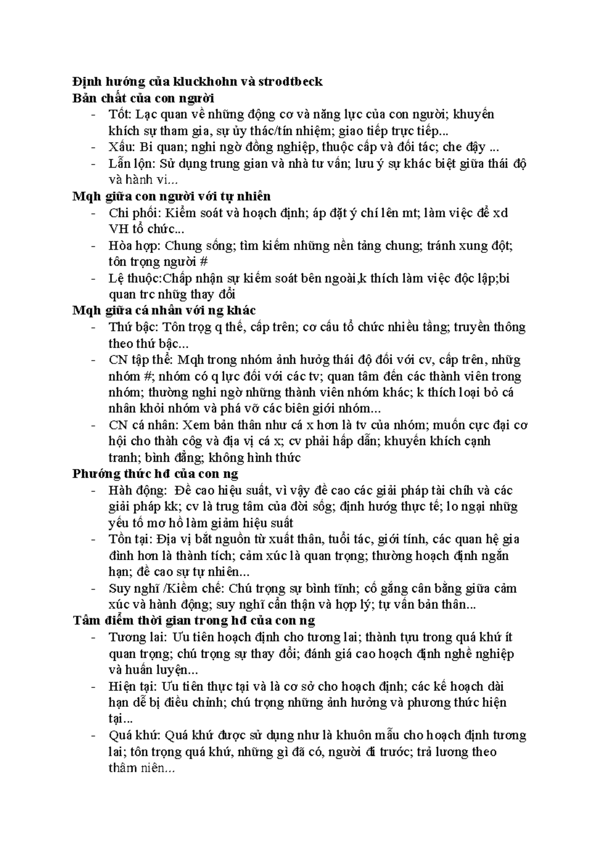 ĐVH - None of this - Định hướng của kluckhohn và strodtbeck Bản chất ...