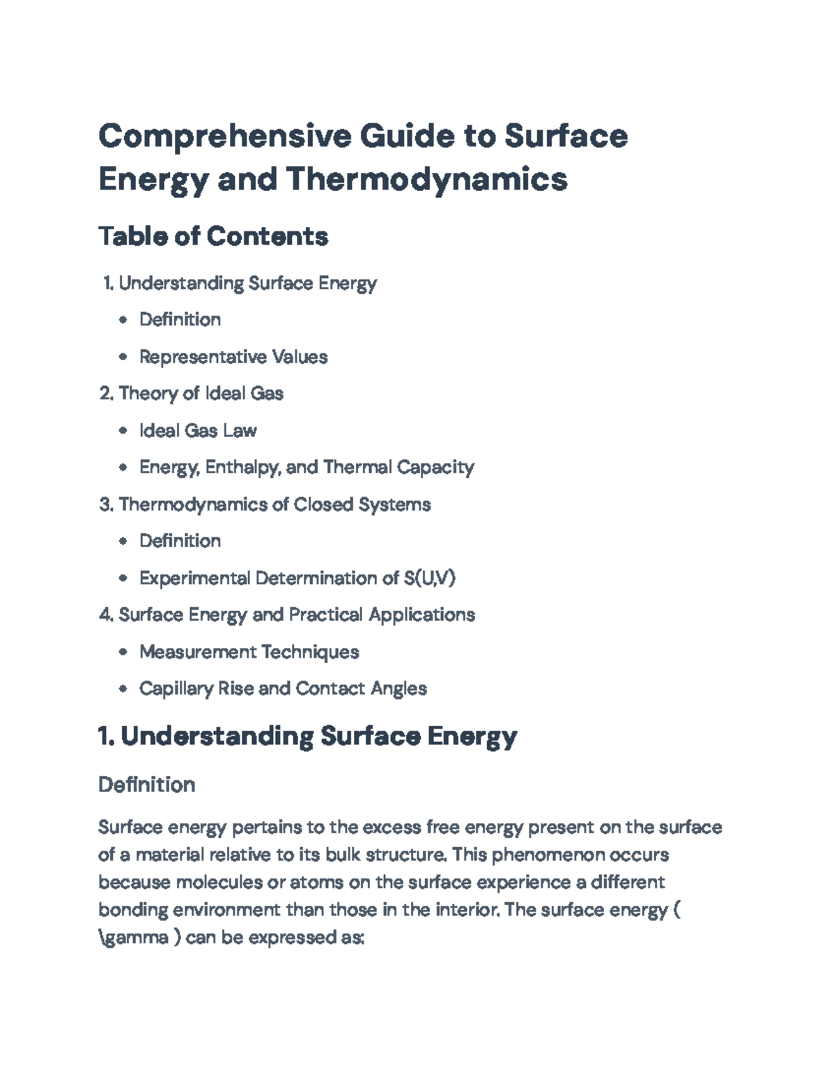Understanding Surface Energy and Thermodynamics Concepts (PHYS101 ...