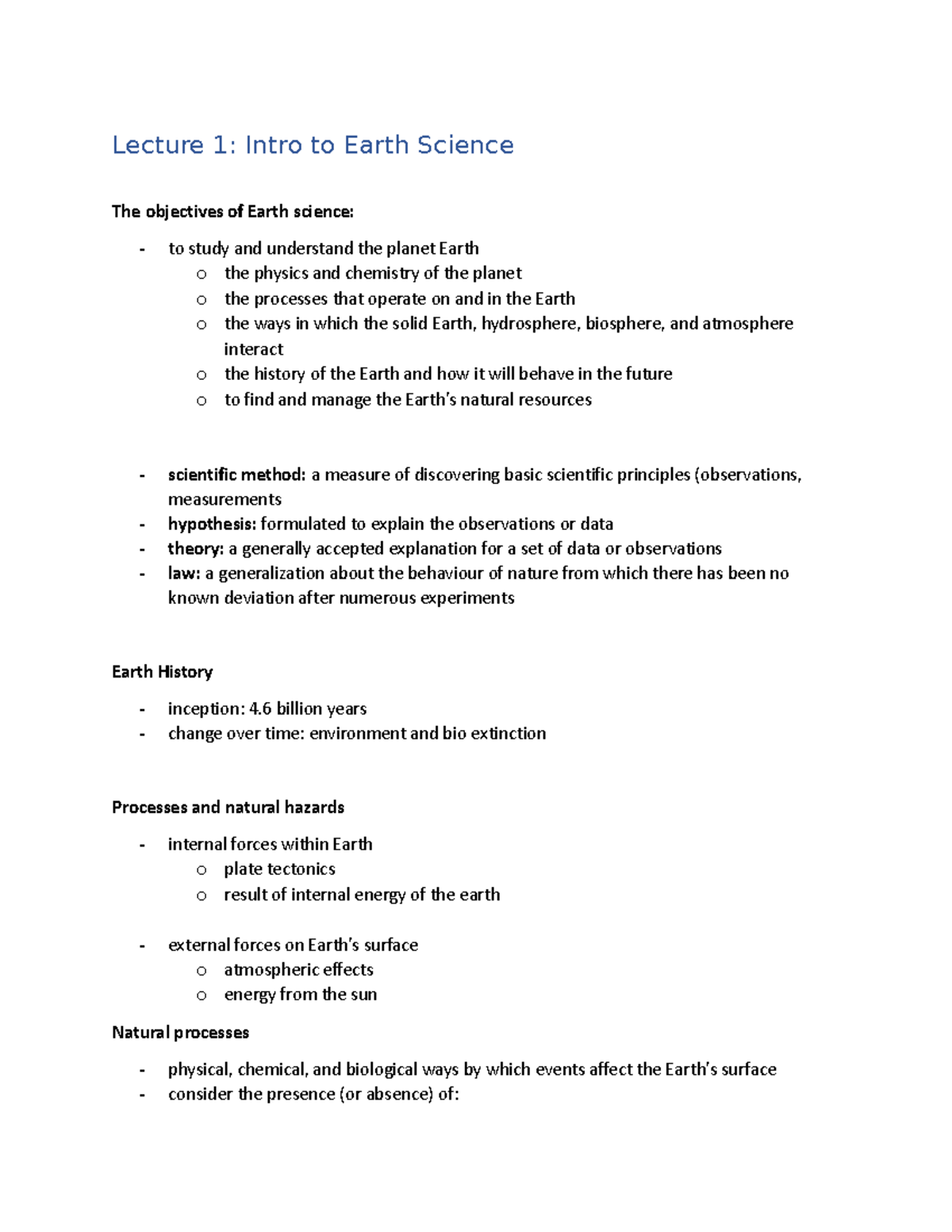 ESCI 1000 Lecture Notes: Introduction to Earth Science Concepts - Studocu