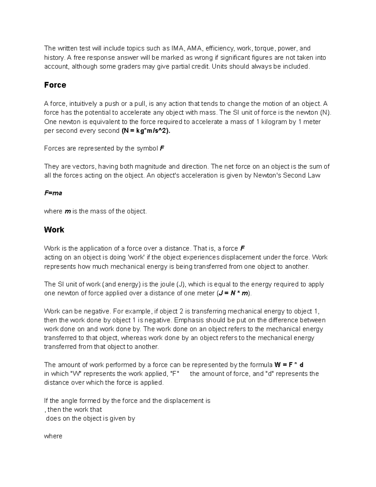 Machines Notes - Cheat Sheet (Course Code: IMA, AMA, Efficiency) - Studocu