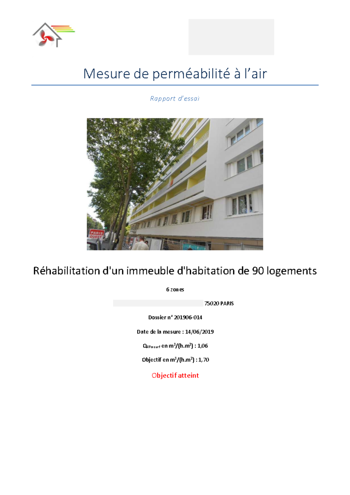 Rapport de Mesure de Perméabilité à l'Air selon NF EN ISO 9972 - Studocu