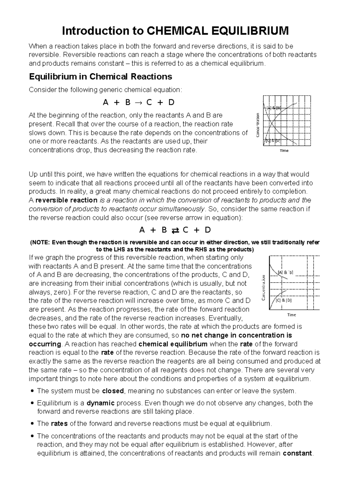 Introduction to Chemical Equilibrium - Introduction to CHEMICAL ...