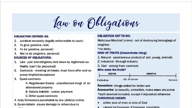 OBLIGATIONS AND CONTRACTS: A Comprehensive Study Guide (LAW 101) - Studocu