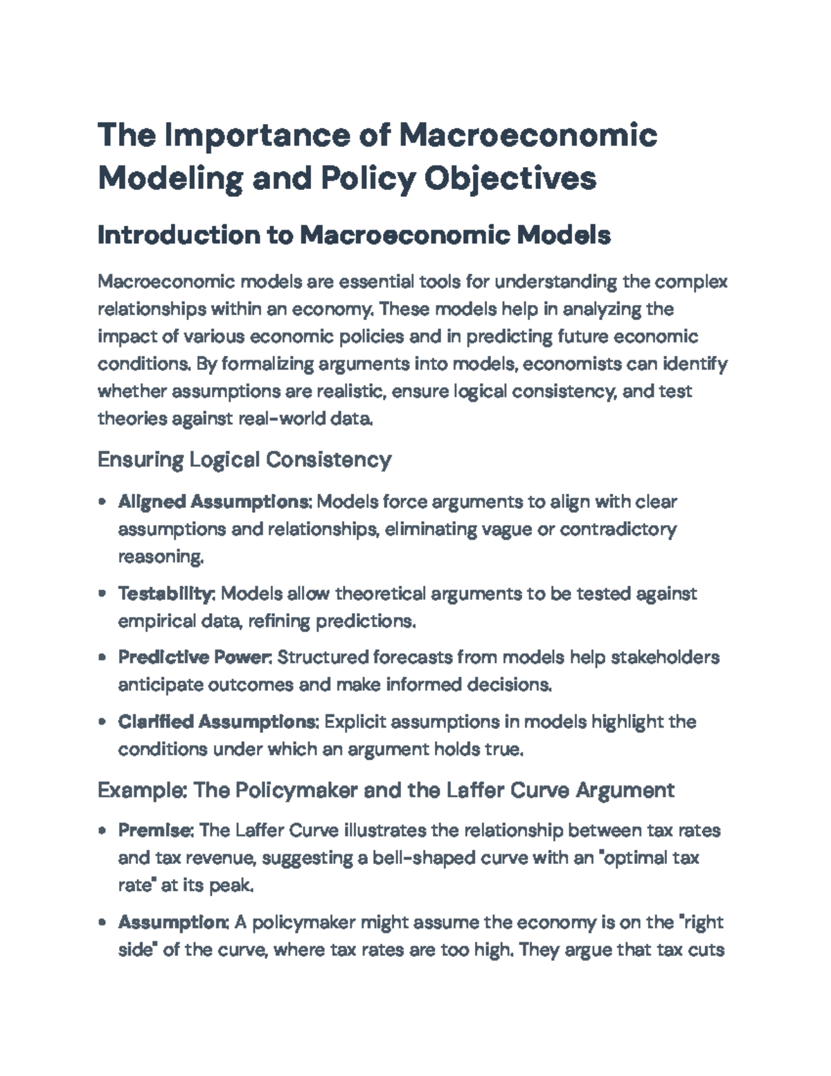Understanding Macroeconomic Models and Policy Objectives Analysis - The ...