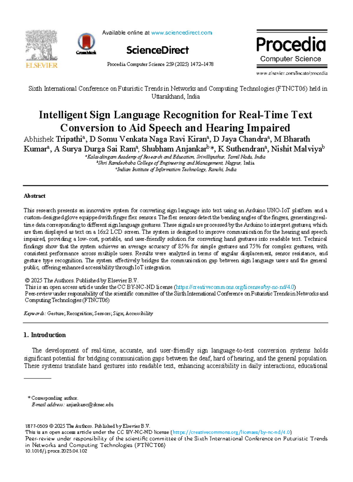 Intelligent Sign Language Recognition System for Speech Impairment ...
