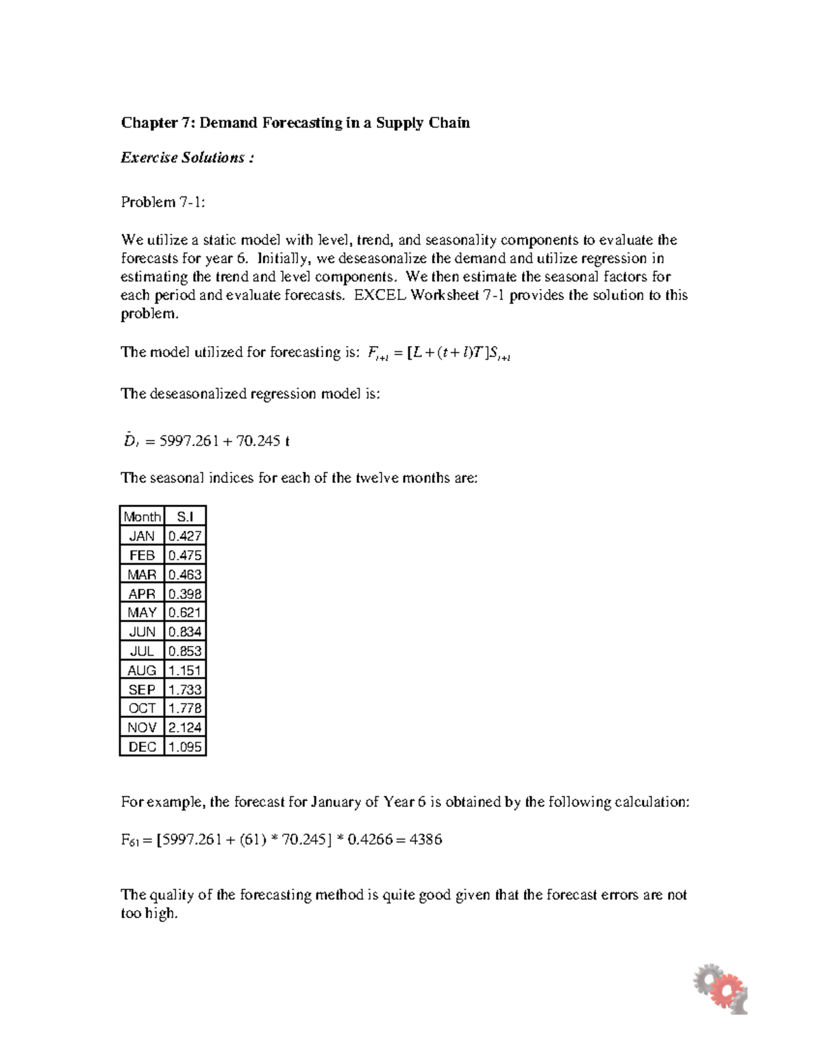 Pdfcoffee - pdf - Chapter 7: Demand Forecasting in a Supply Chain Exercise Solutions : Problem 7 ...