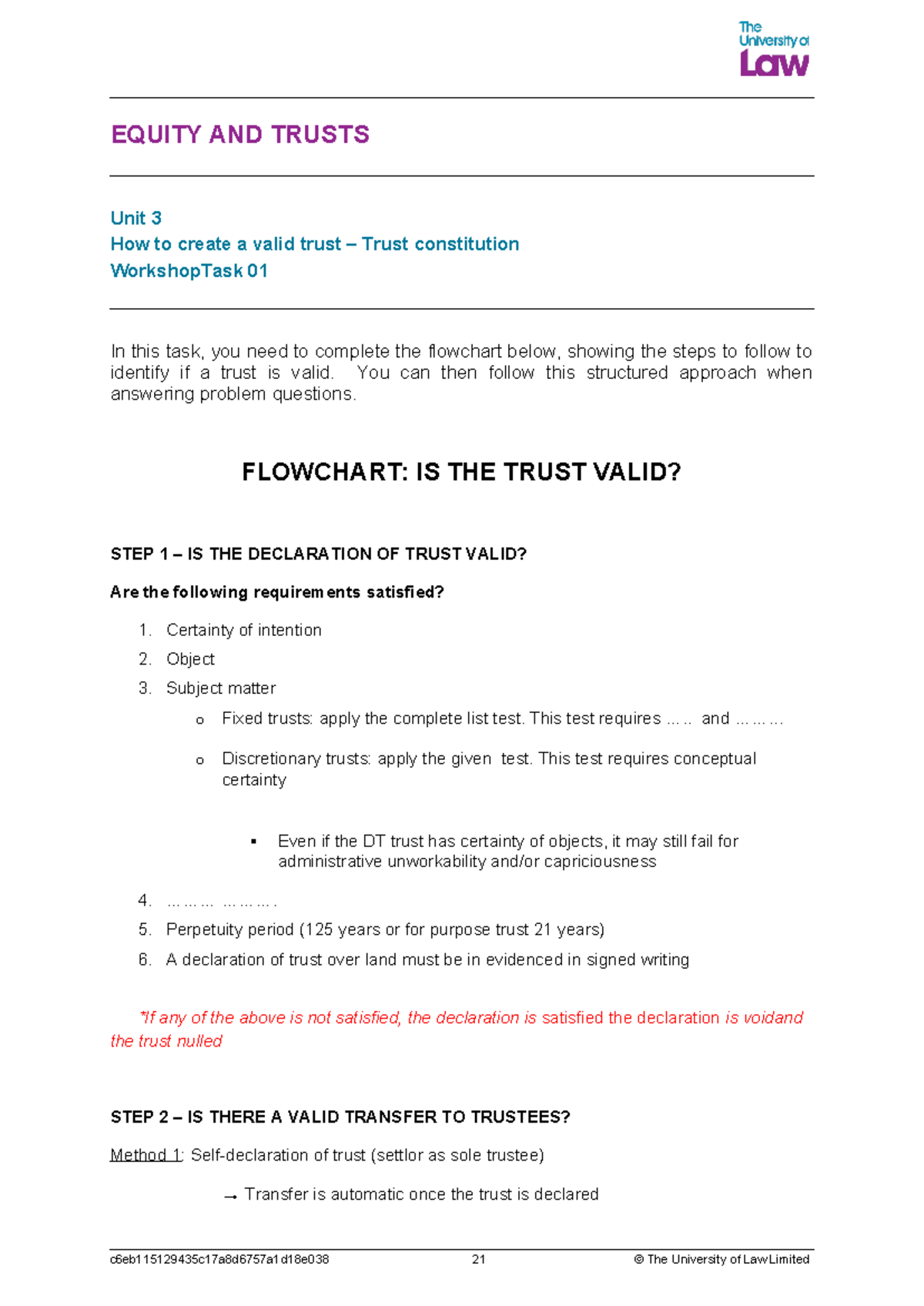 2425 eqtr u03 ce01 workshop task01 - EQUITY AND TRUSTS Unit 3 How to ...