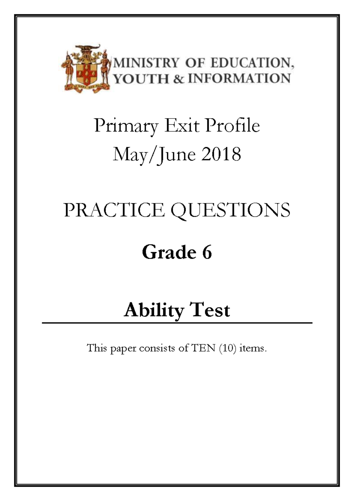 Grade 6 Ability Test Practice Questions - Primary Exit Profile 2018 ...
