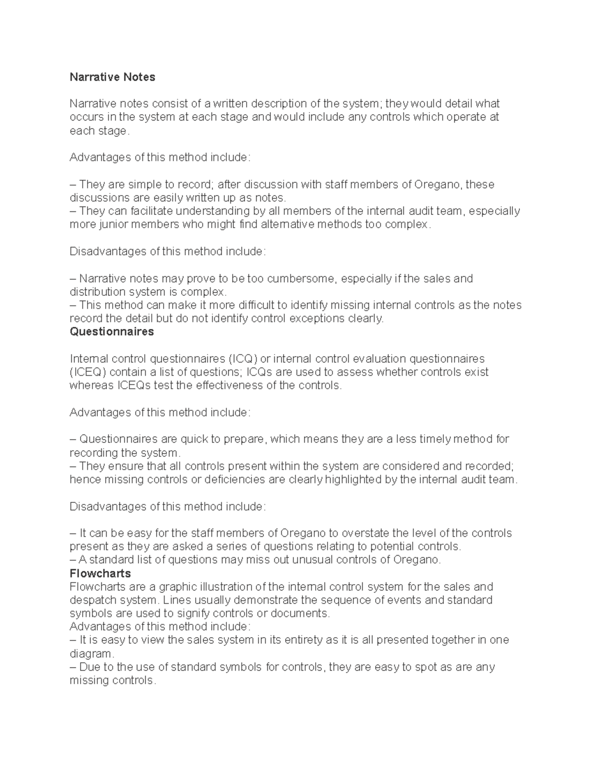 Methods for Documenting Sales & Dispatch System - Final Exam Notes ...