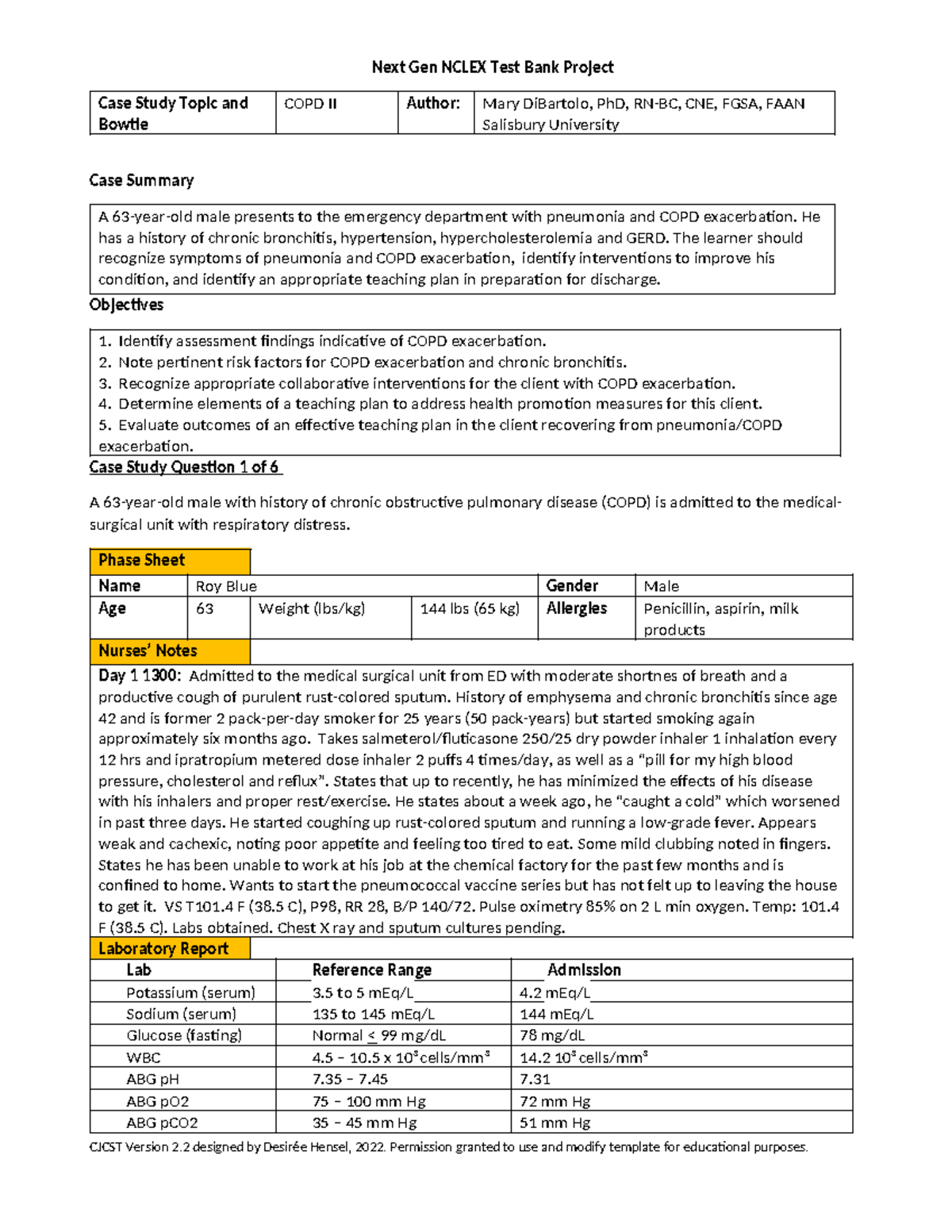 COPD II Case Study: Next Gen NCLEX Test Bank Insights - Studocu