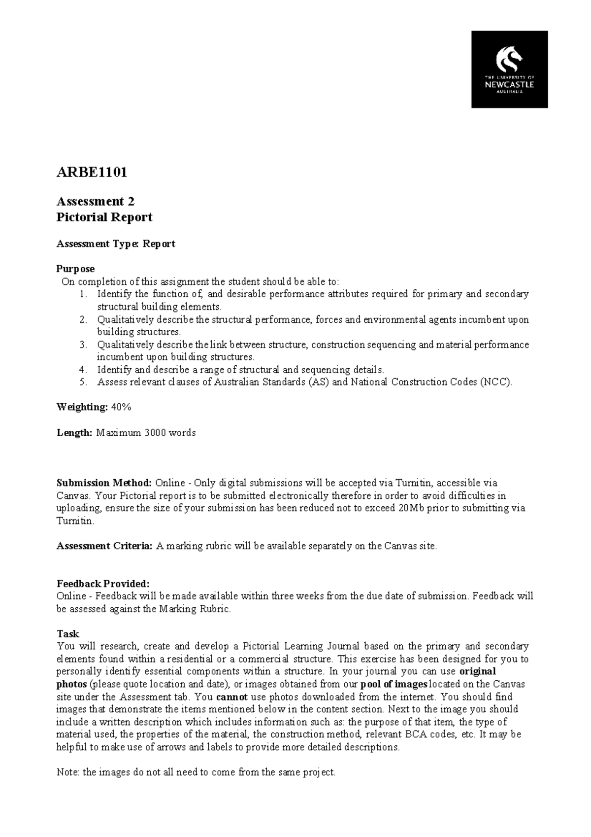 Template for pictorial journal assessment. - ARBE Assessment 2 ...