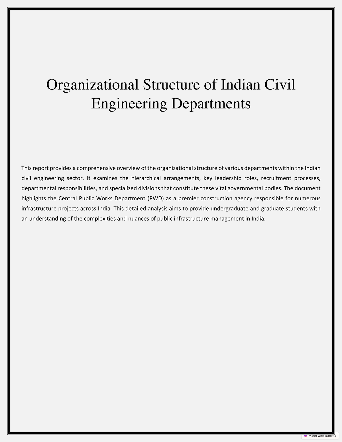 Organizational Structure of Indian Civil Engineering Departments ...