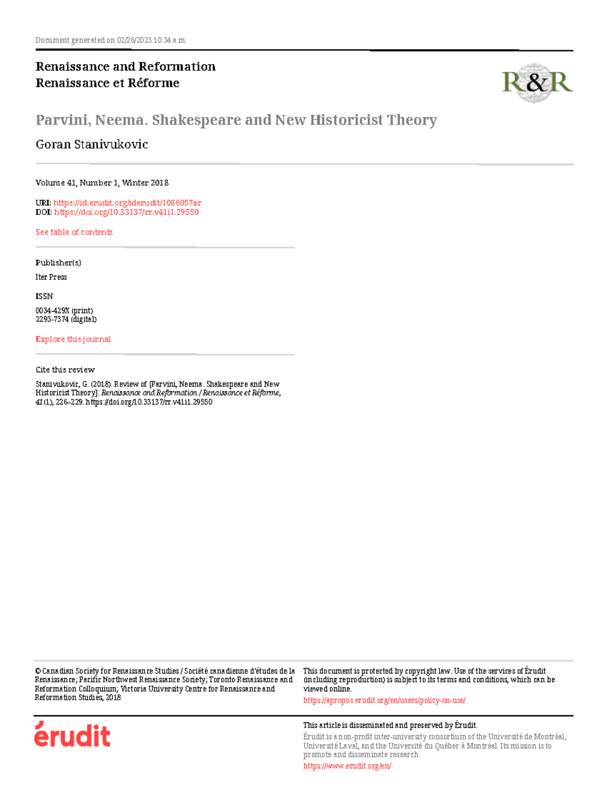 1086057 ar - New Historicism - © Canadian Society for Renaissance ...