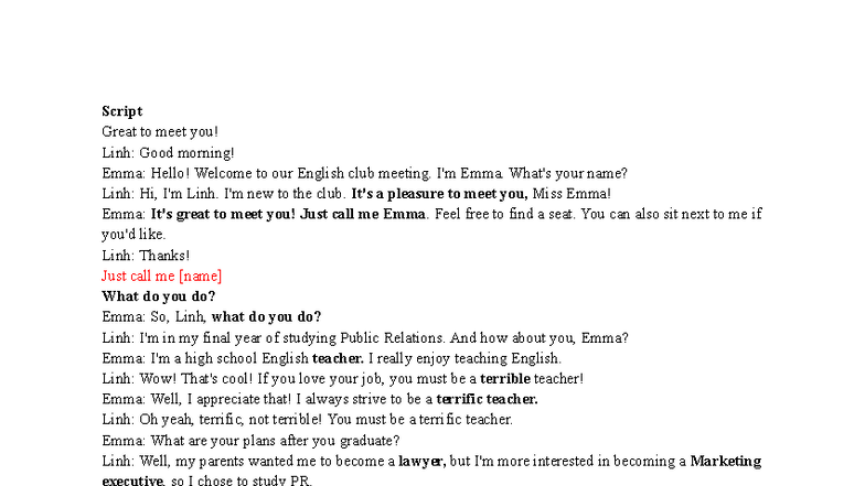 Lesson 2 - Unit 1: English Club Conversations and Vocabulary - Studocu