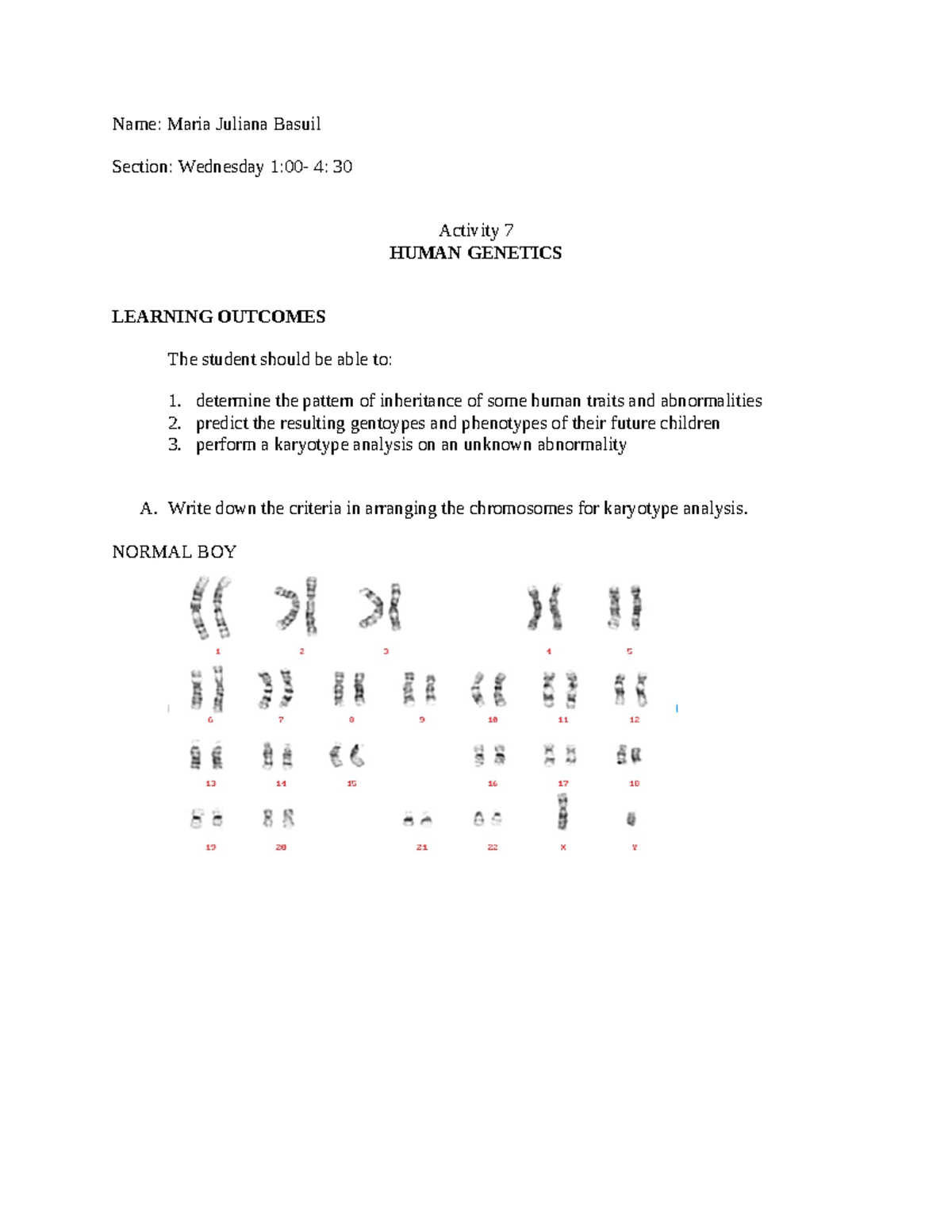 Activity 7: Human Genetics Analysis & Inheritance Patterns - Basuil ...