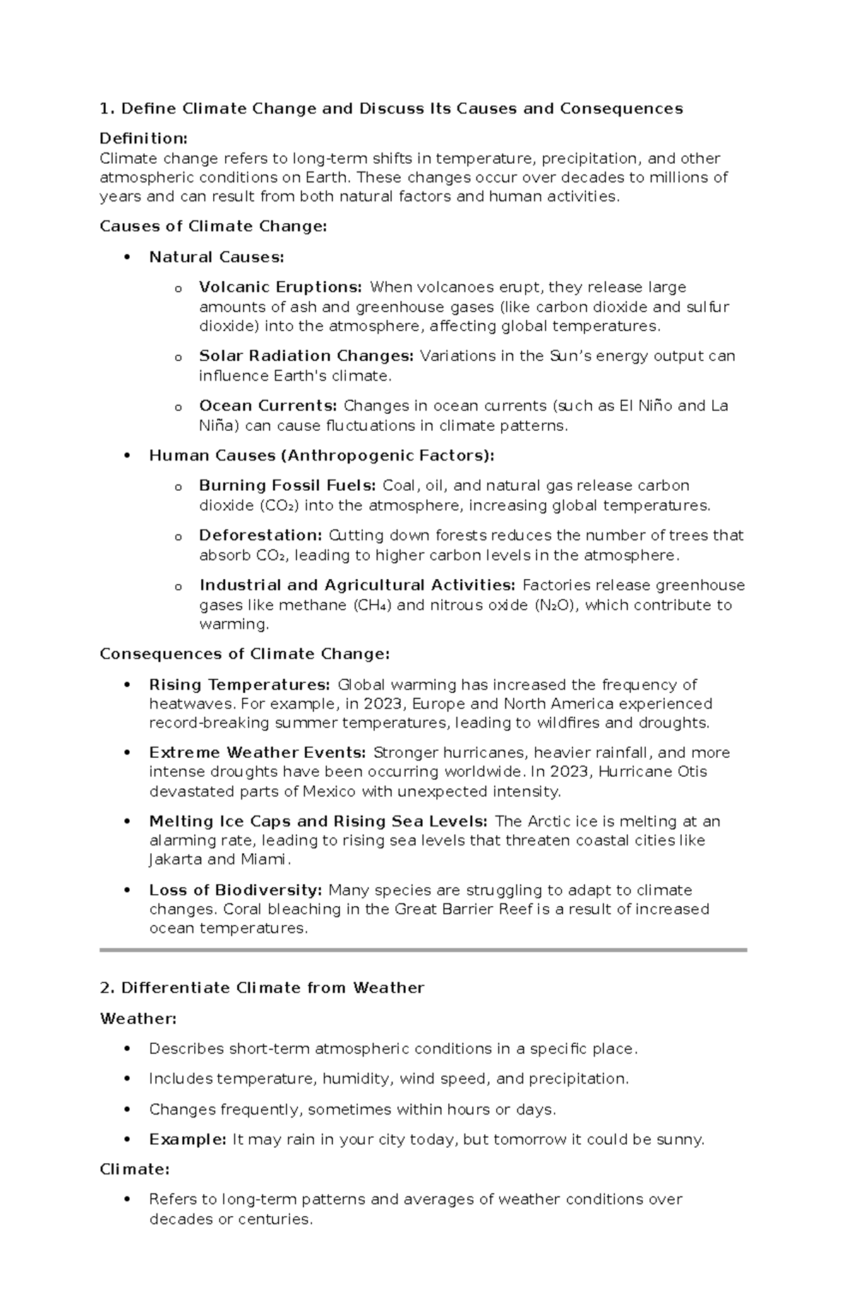 Climate-change-1 - n/a - 1. Define Climate Change and Discuss Its ...