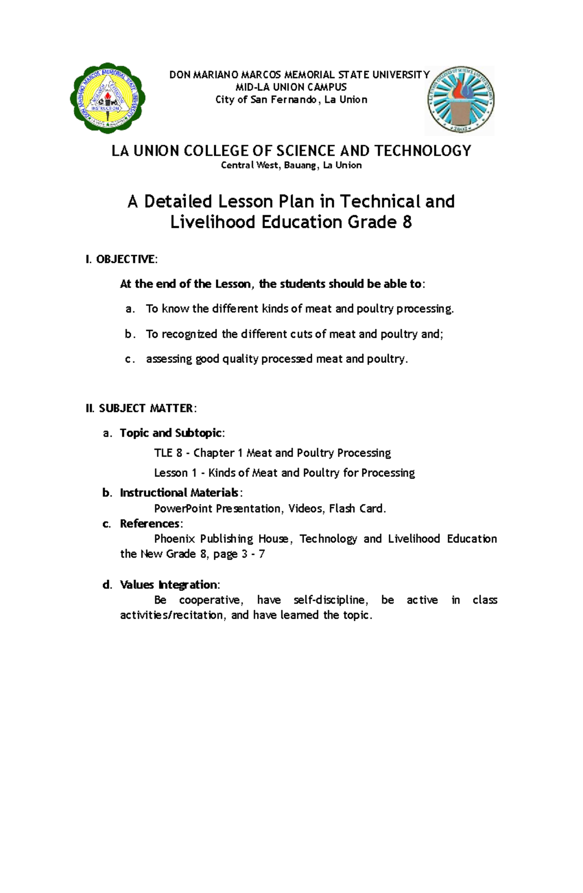 DLP Food Processing Chapter 1 Lesson 1 Final - DON MARIANO MARCOS MEMORIAL STATE UNIVERSITY MID ...