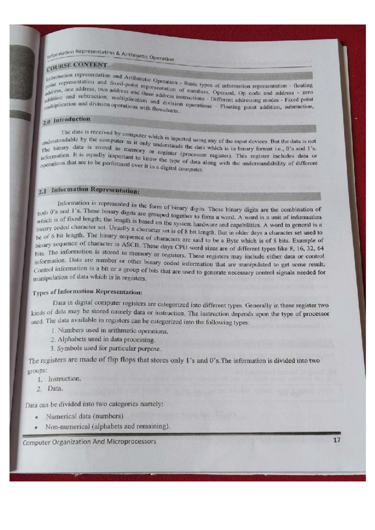 Representation of Arithmetic Operations in Computer Systems (COMP 101 ...