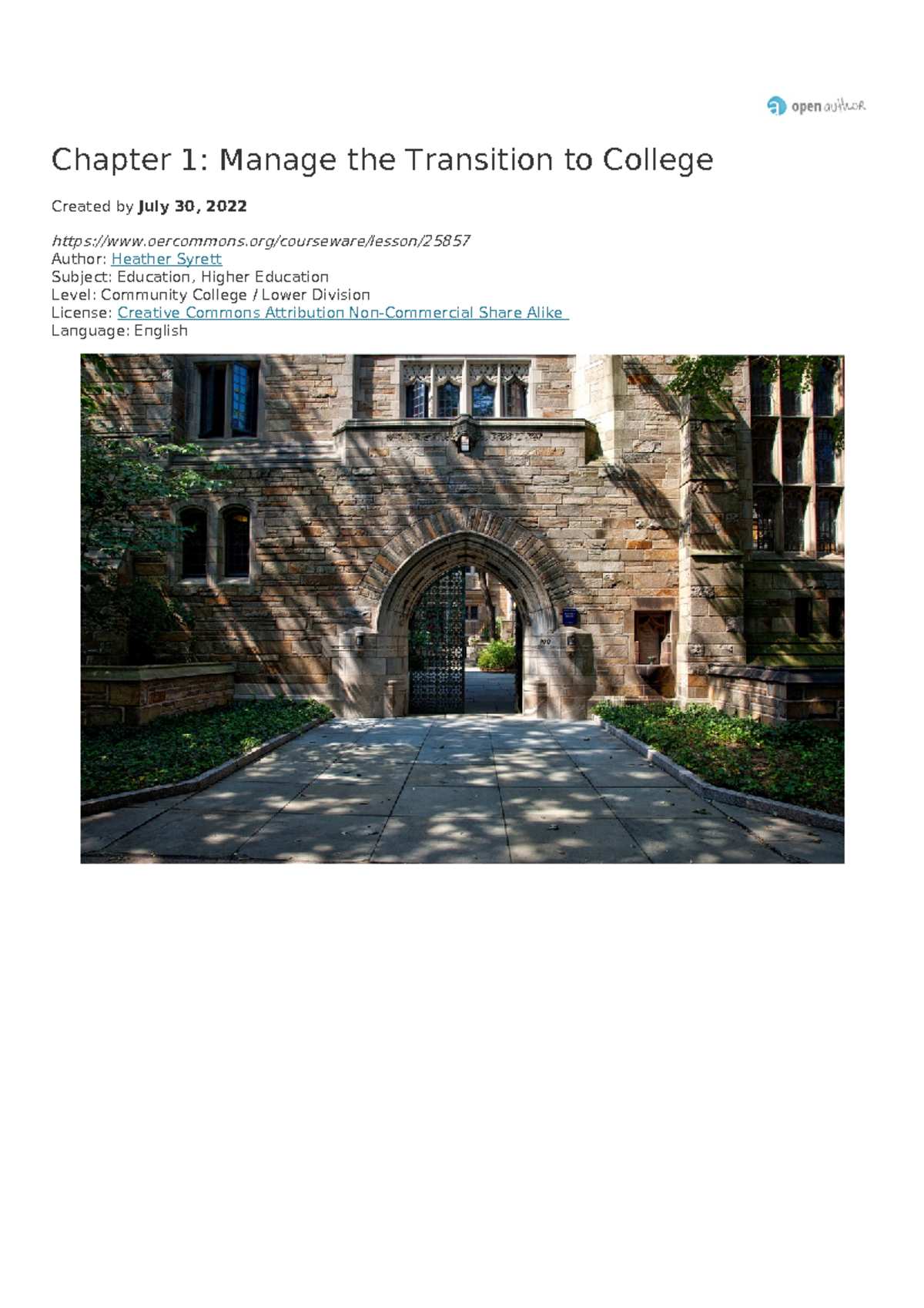 Chapter 1: Manage the Transition to College - Key Insights for Success ...
