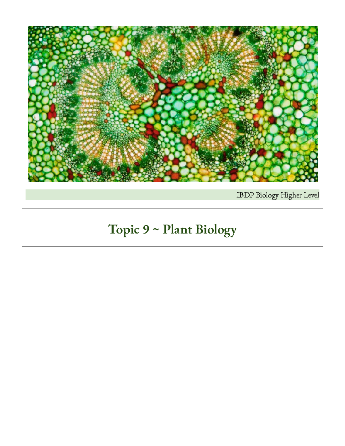 Topic 9 - Plant Biology - IBDP Biology Higher Level Topic 9 ~ Plant ...