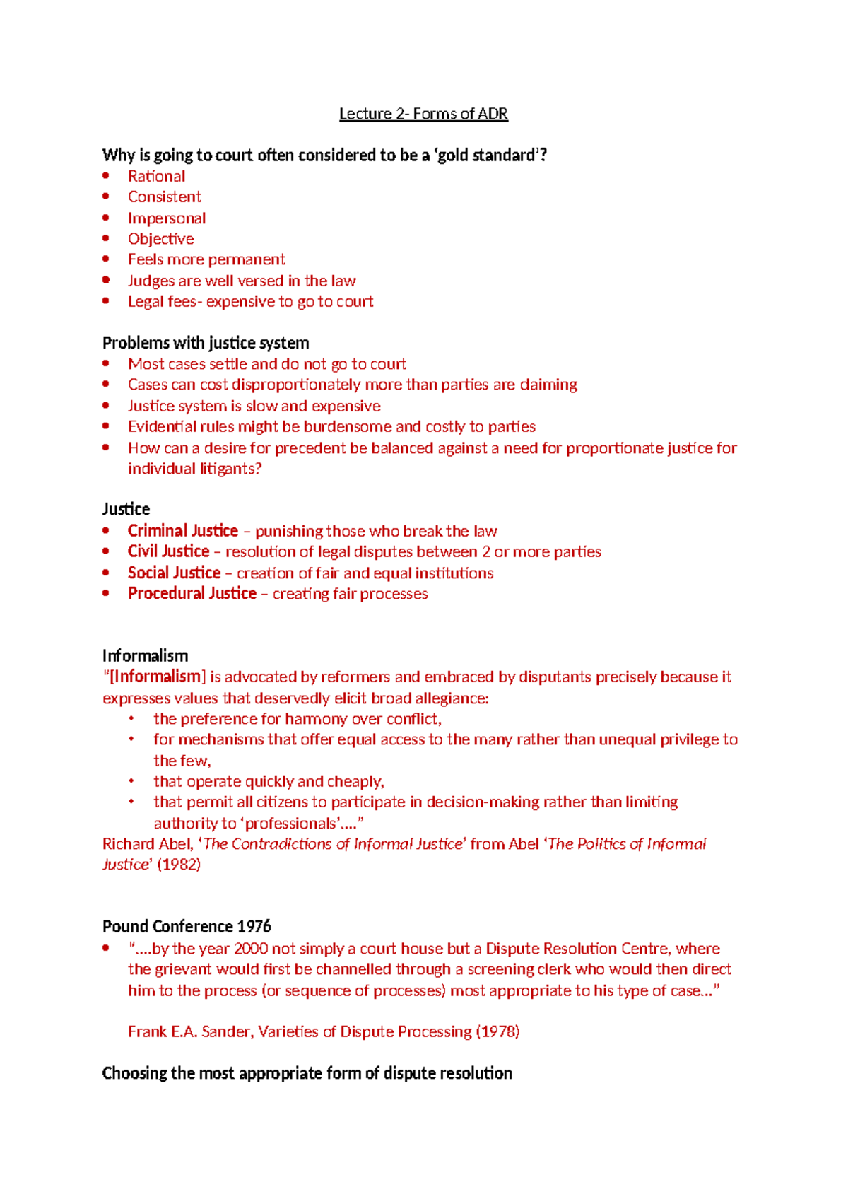 ADR Lecture 2: Understanding forms of alternative dispute resolution ...