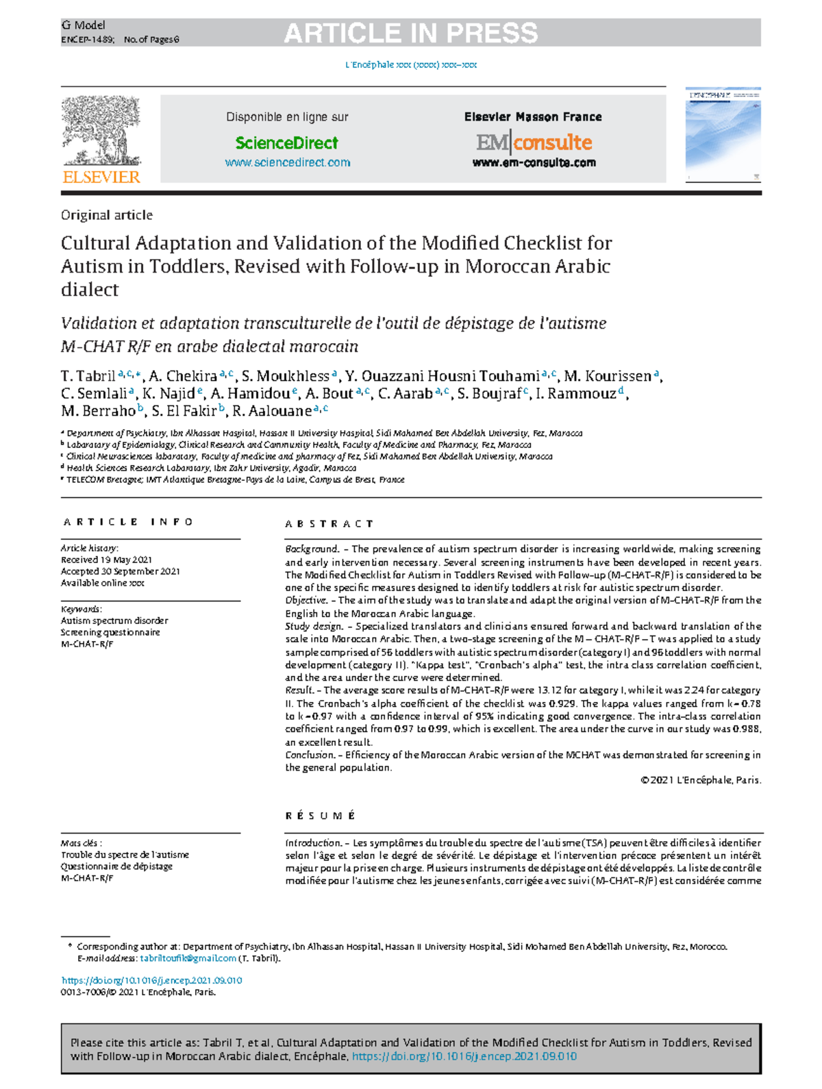 1-s2 - article - ARTICLE IN PRESS ENCEP-1489; No. of Pages 6 L ...