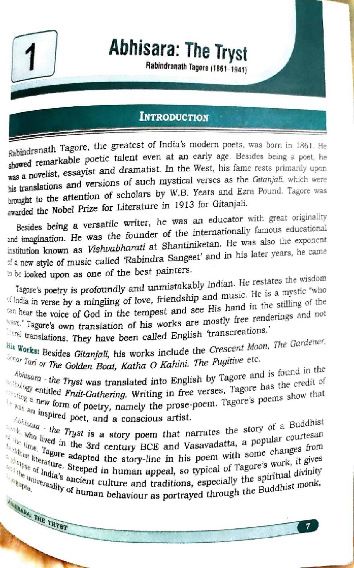 Abhisara: The tryst of Rabindranath Tagore - a detailed analysis - Studocu