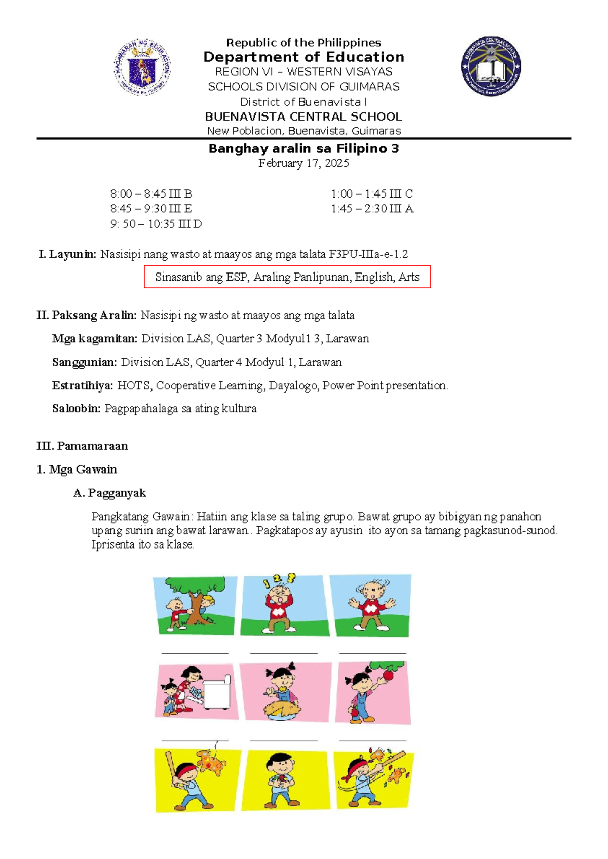 Filipino Lesson Plan (Fil 3) - Banghay Aralin Q4 W2 D1 - Studocu