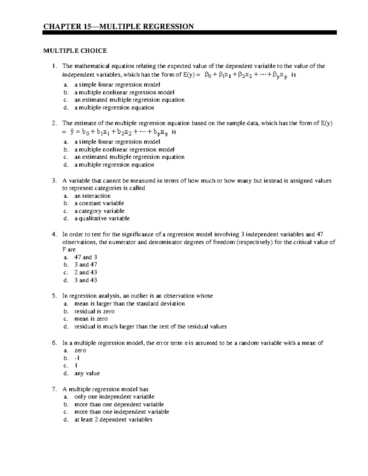 Chap 15 Multiple Regression - CHAPTER 15—MULTIPLE REGRESSION MULTIPLE ...