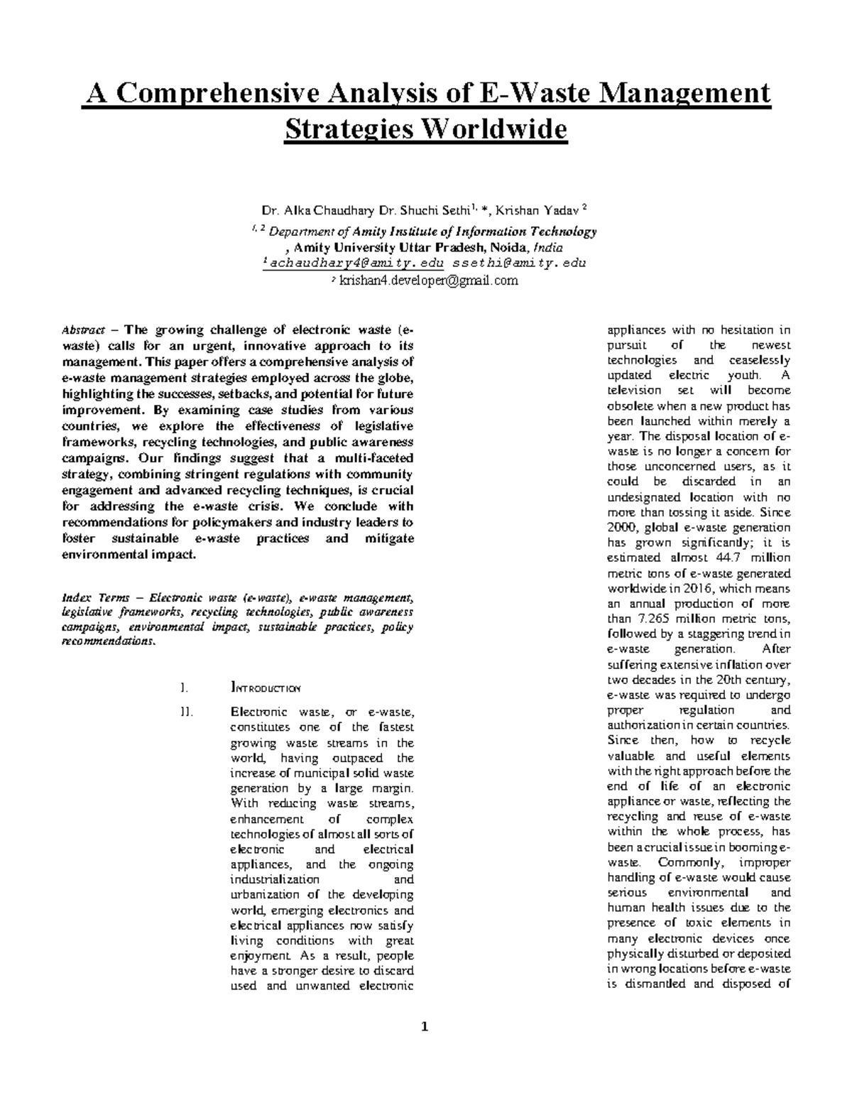 Global E-Waste Management Strategies: A Comprehensive Analysis - Studocu