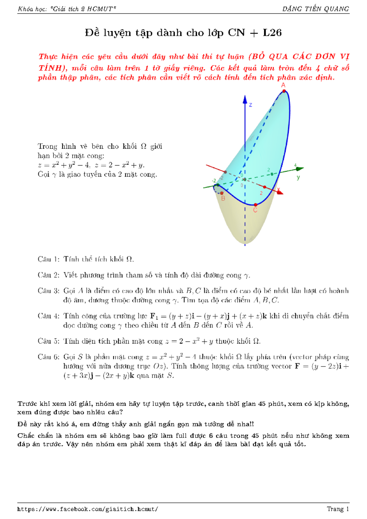 BTL XA 232 CN L26 - Đề luyện tập dành cho lớp CN + L Trước khi xem lời giải, nhóm em hãy tự ...