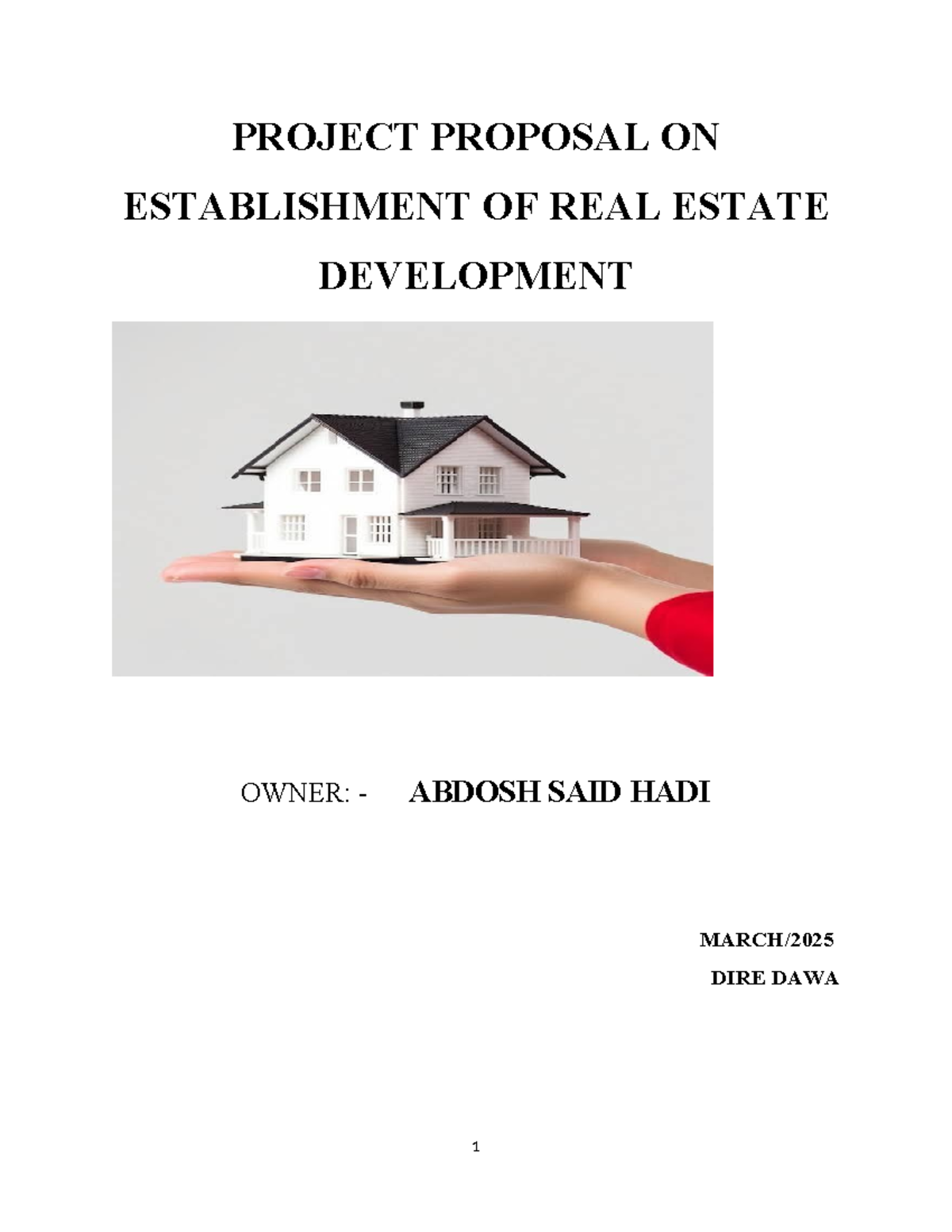 PROJECT PROPOSAL FOR REAL ESTATE DEVELOPMENT IN DIRE DAWA - Studocu