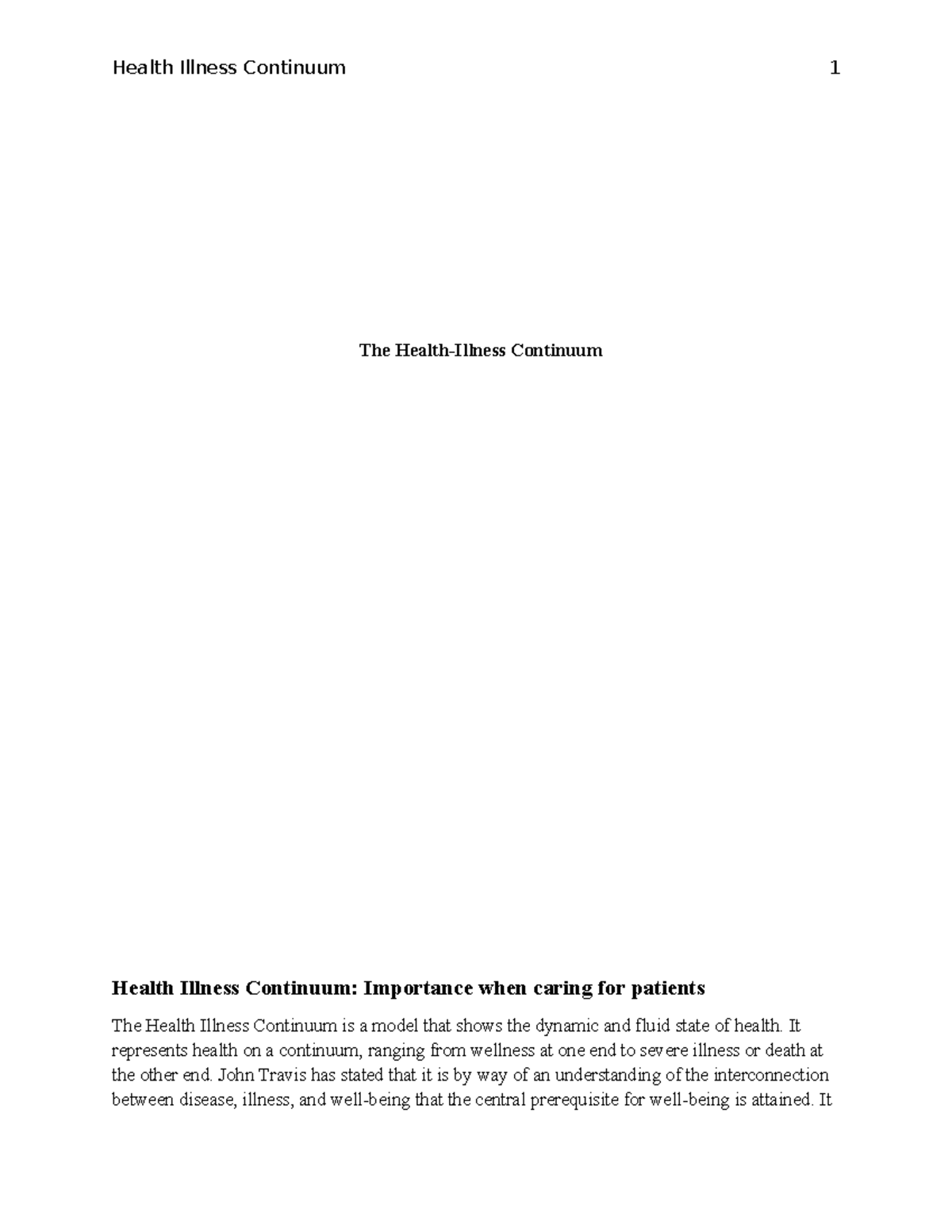 Health Illness Continuum: Understanding Patient Care Dynamics - Studocu