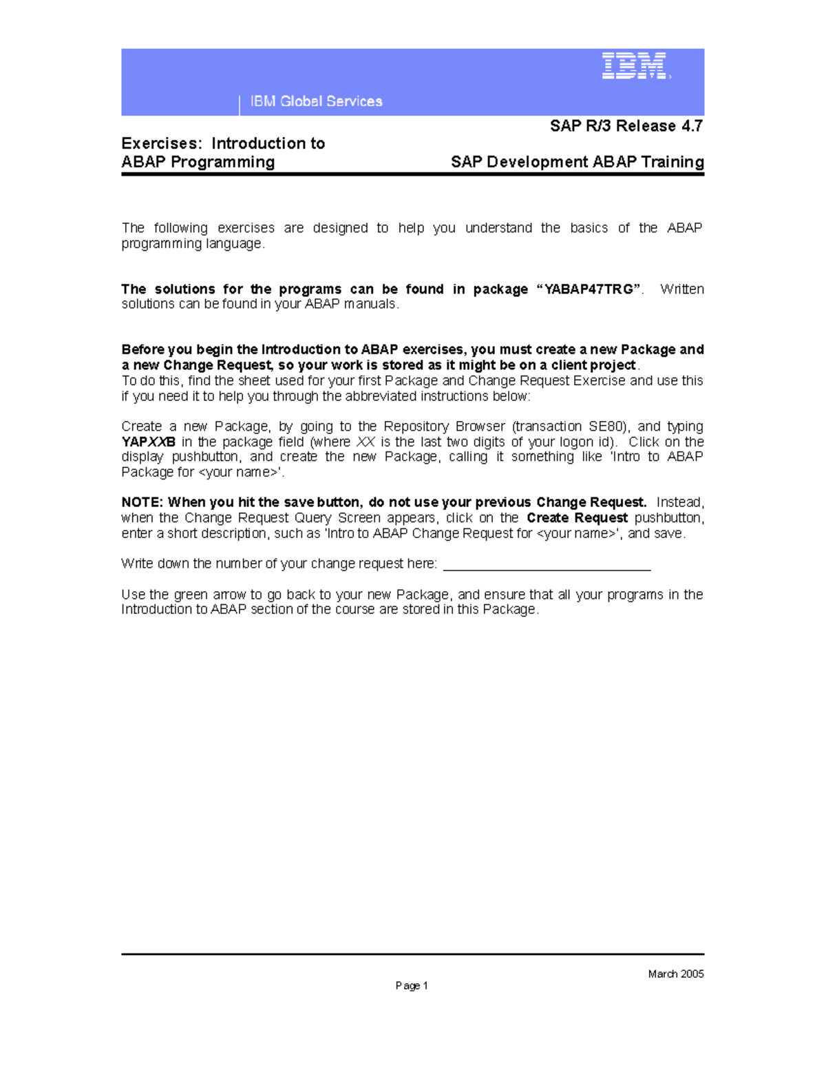 ABAP Exercises: Introductory Programming Tasks and Solutions - Studocu