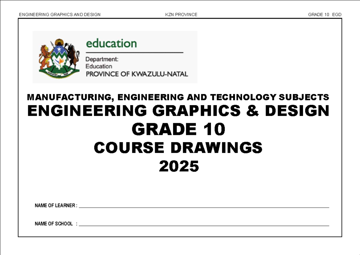 Grade 10 EGD Term 1 Course Drawings 2025 Assessment QP - Studocu