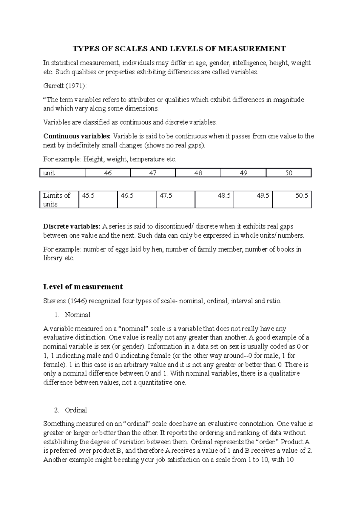 Types OF Scales AND Levels OF Measurement - TYPES OF SCALES AND LEVELS ...