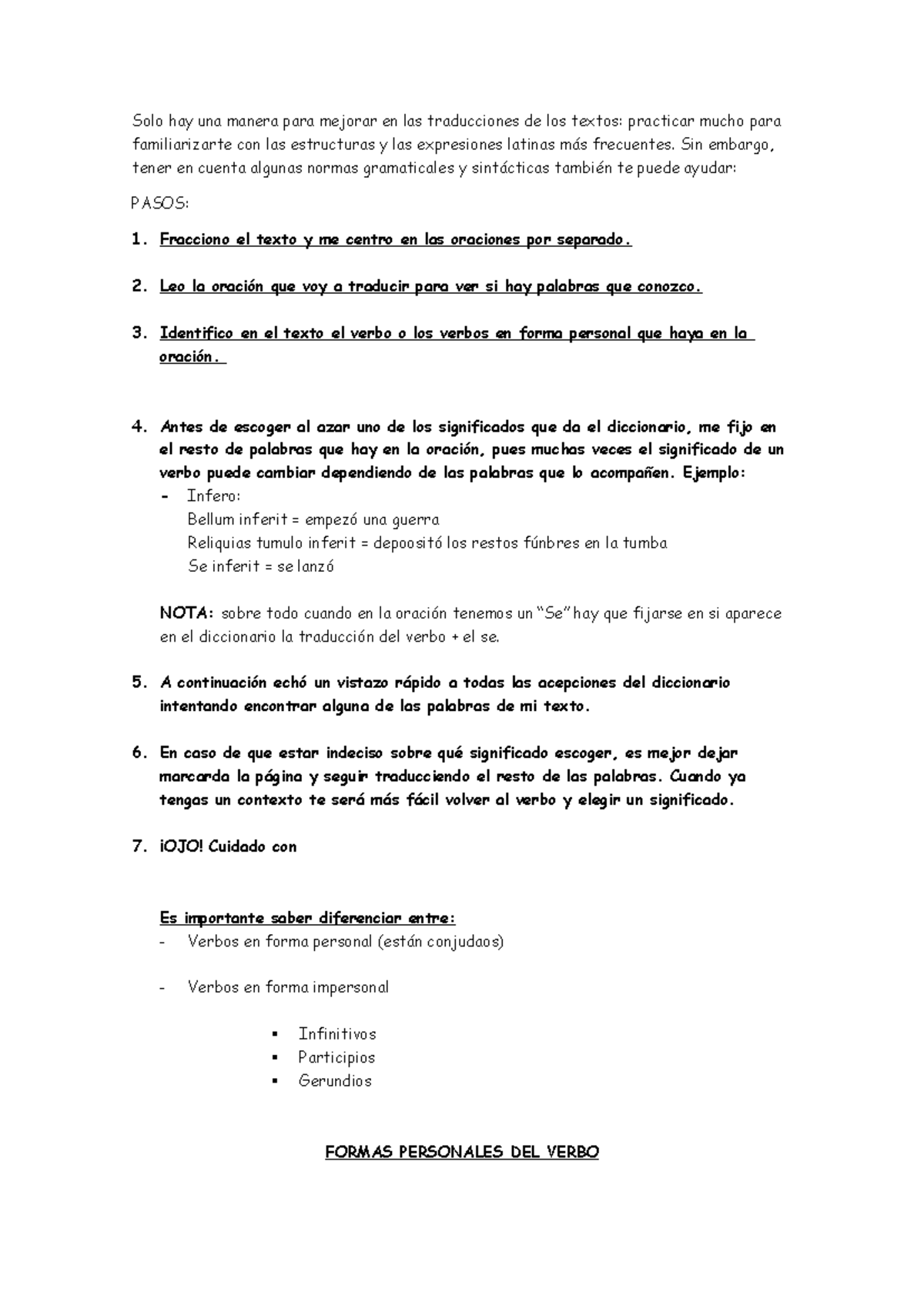 Resumen de Traducción y Gramática en Latín - JNKNLKN - Studocu