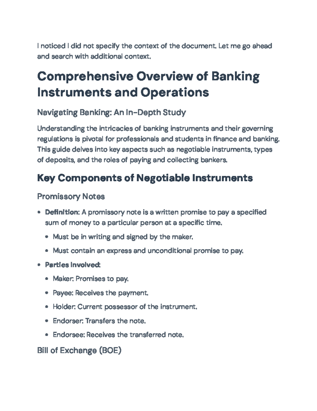 Comprehensive Banking Instruments and Operations Guide - I noticed I ...