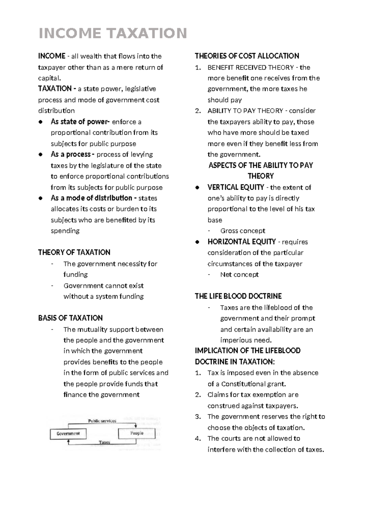 Tax Notes: Income Taxation Overview and Key Concepts - Studocu