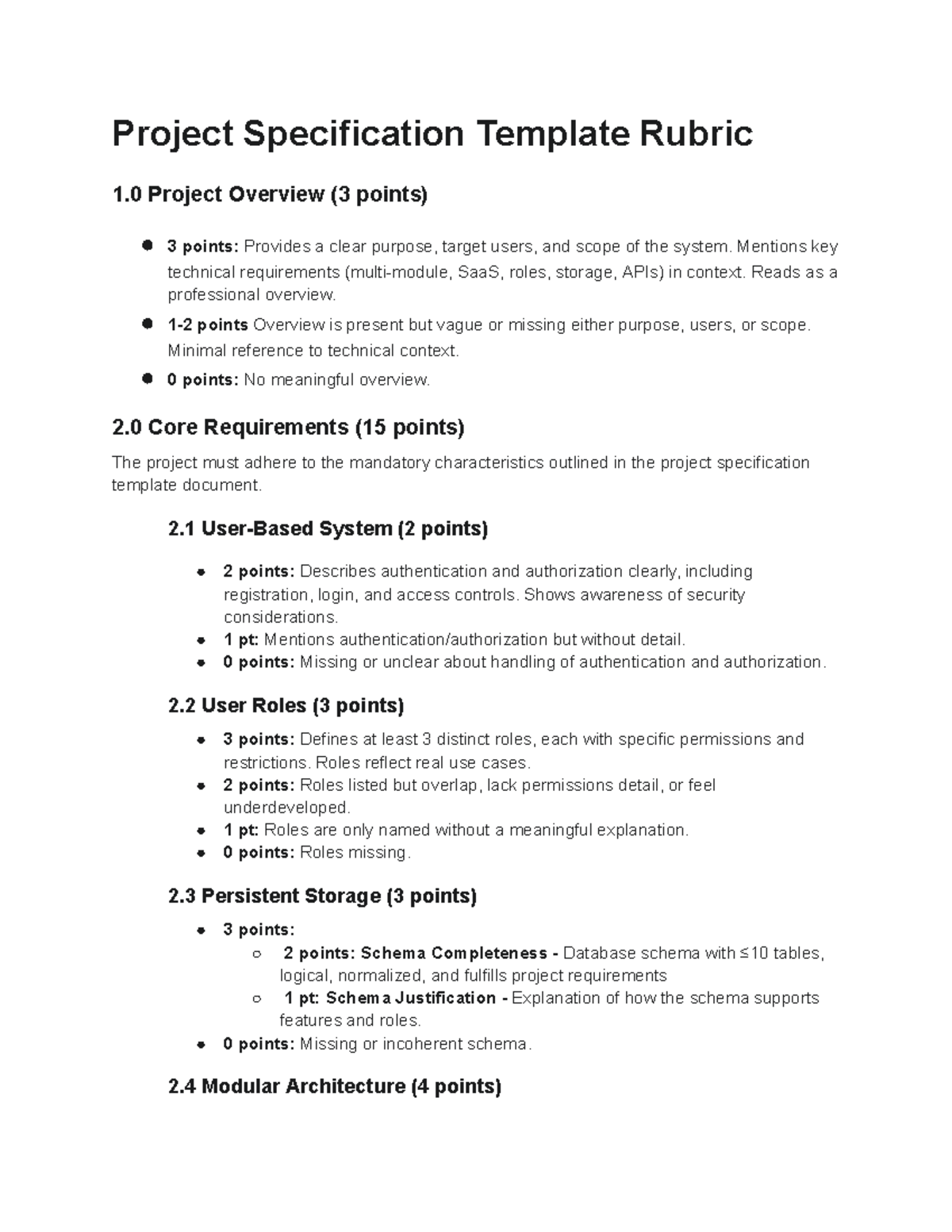 Project Specification Template Rubric (PS-101) - Overview ...