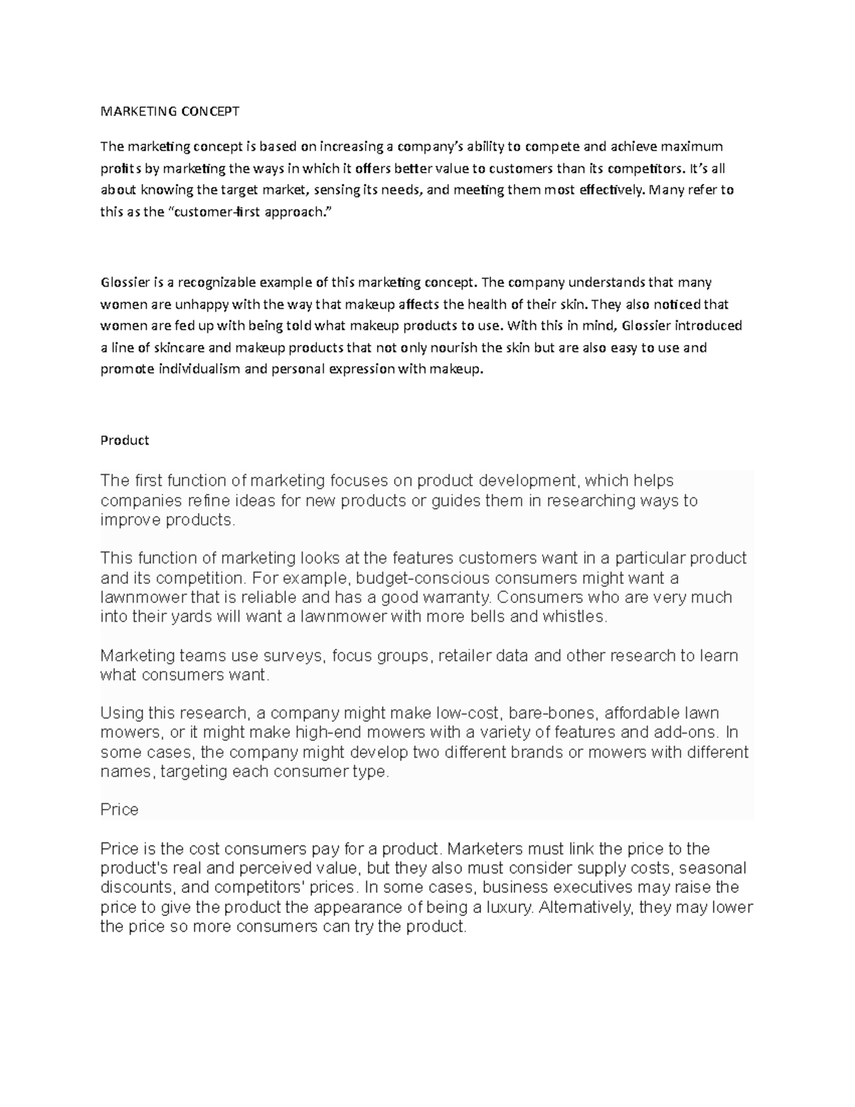 MGT 1 MARKETING CONCEPT EXPLANATION AND EXAMPLES - MARKETING CONCEPT ...