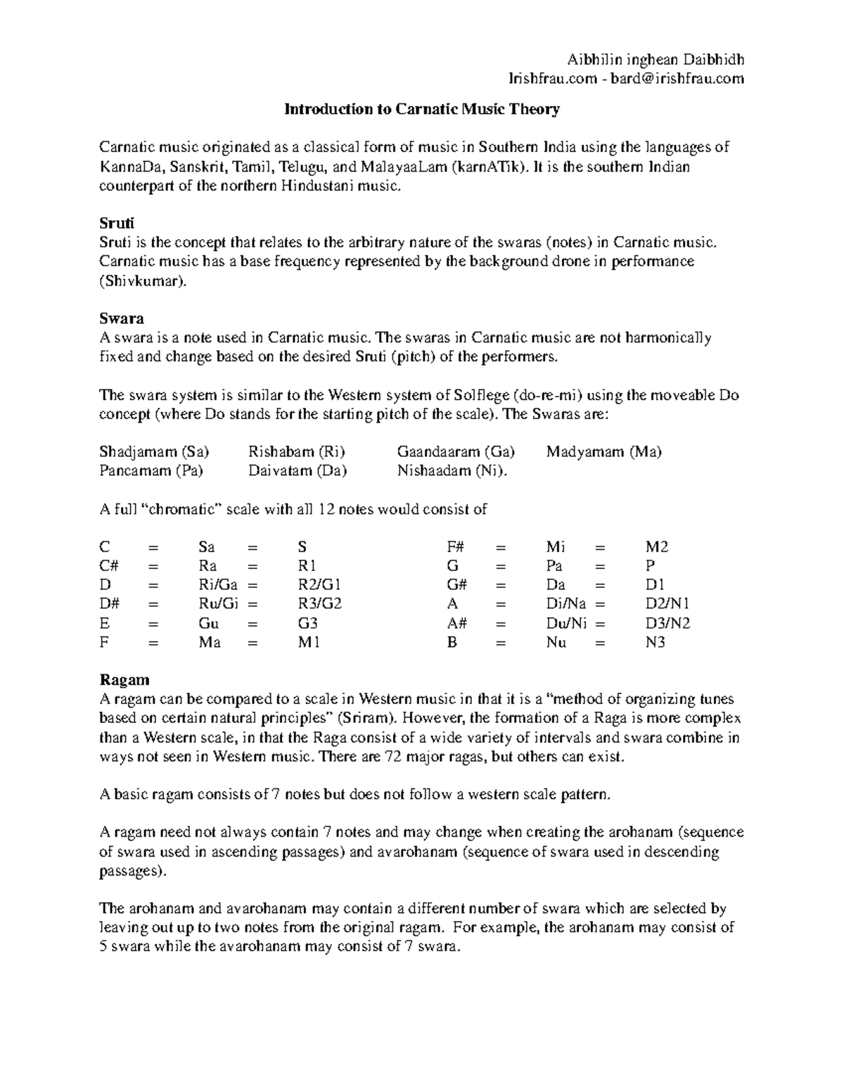 Class Intro to Carnatic Music Theory (MUS 101) - Studocu