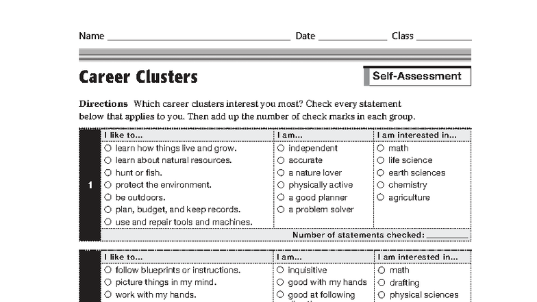 Career Clusters Interest Assessment - Project Workbook - Studocu