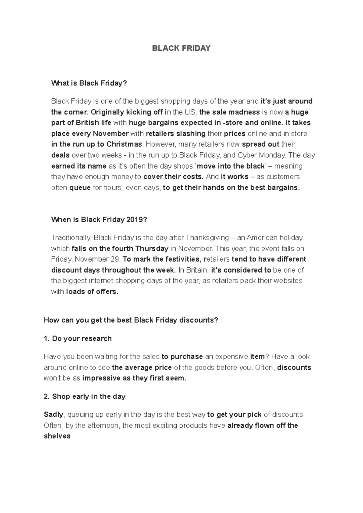 Black Friday 2019: Insights, Tips, and Best Bargains Explained - Studocu