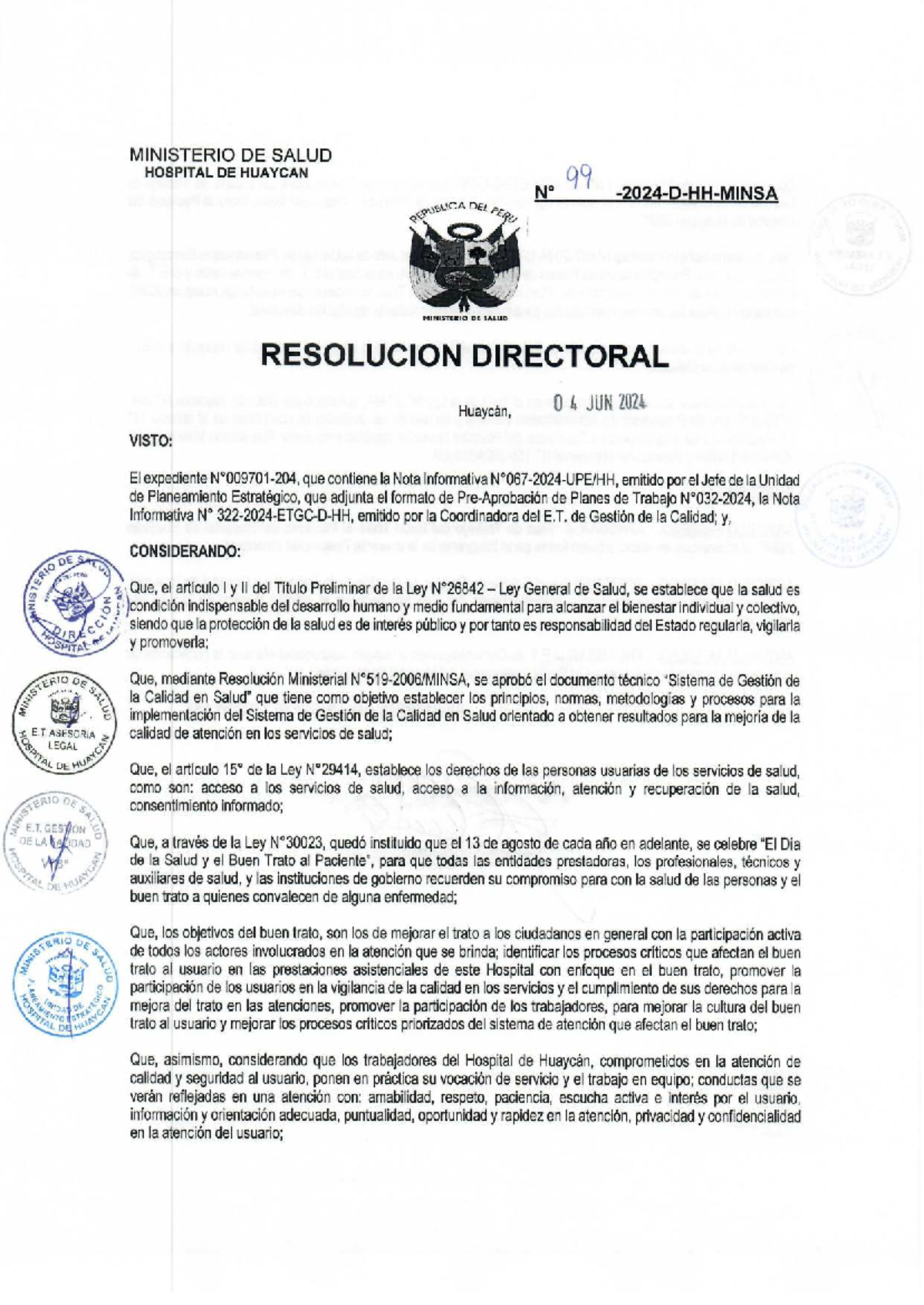 Plan de Trabajo del Buen Trato al Paciente - Hospital Huaycan 2024 ...