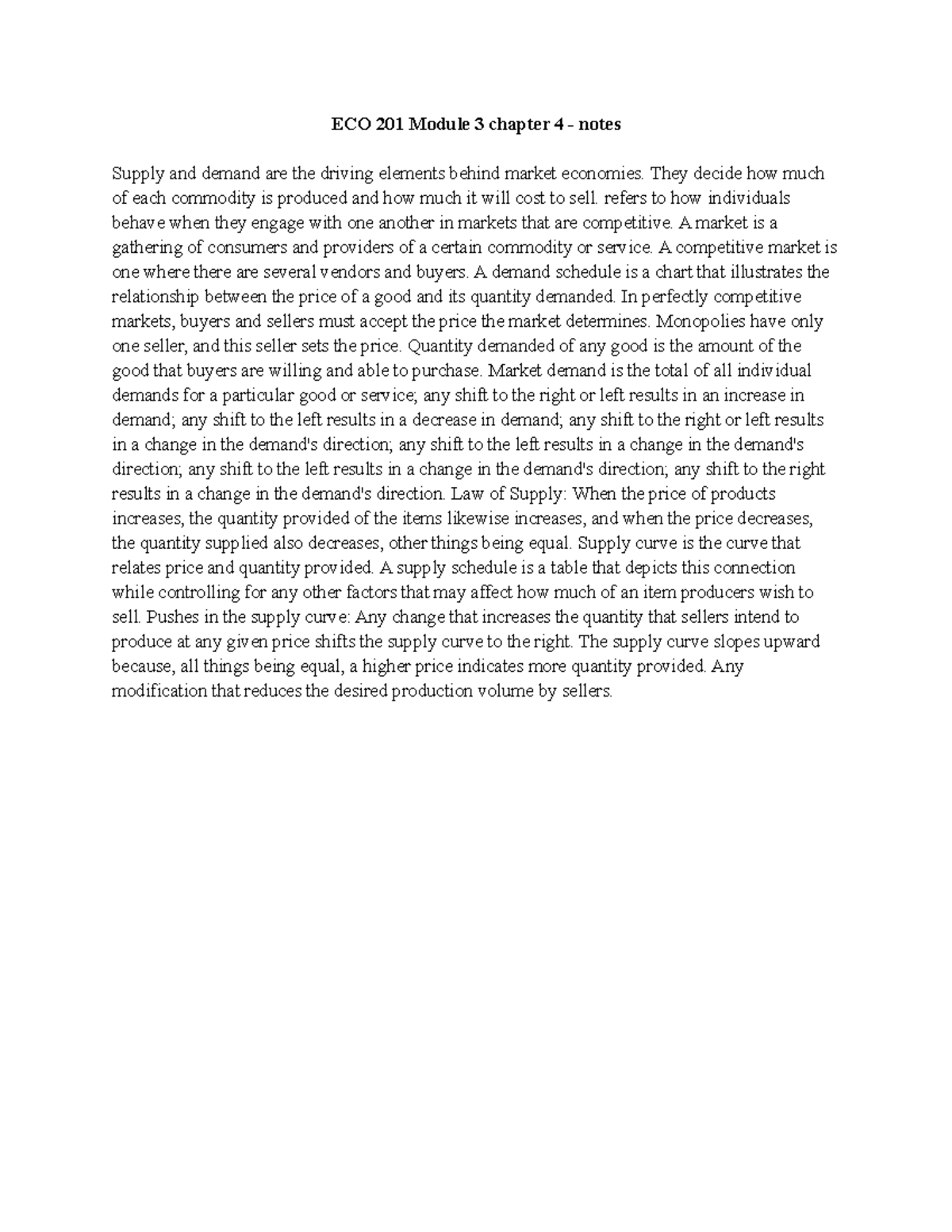 ECO 201 Module 3 chapter 4 - notes - ECO 201 Module 3 chapter 4 - notes ...