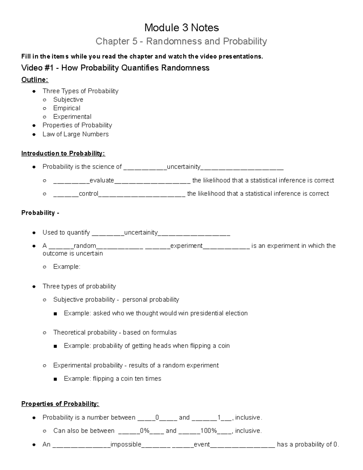 Module 3 (Ch 5) Notes - Fall 2017 - Module 3 Notes Chapter 5 ...