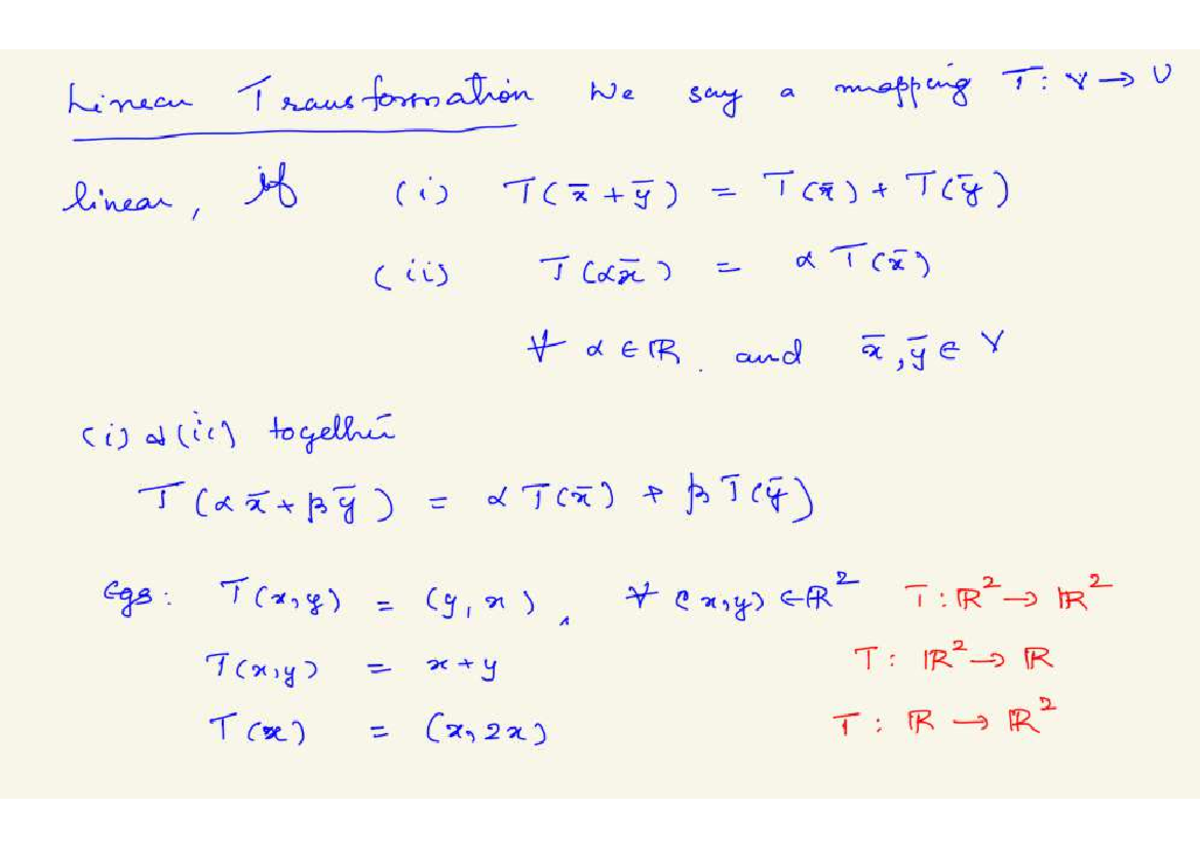 Linear Transformations: Concepts and Examples in R² and R³ - Studocu