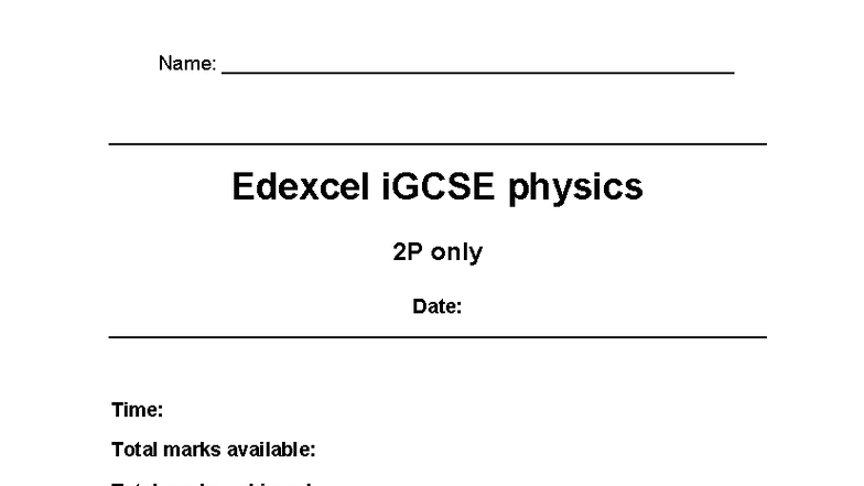 Edexcel iGCSE Physics 2P Momentum Past Paper Questions - Studocu